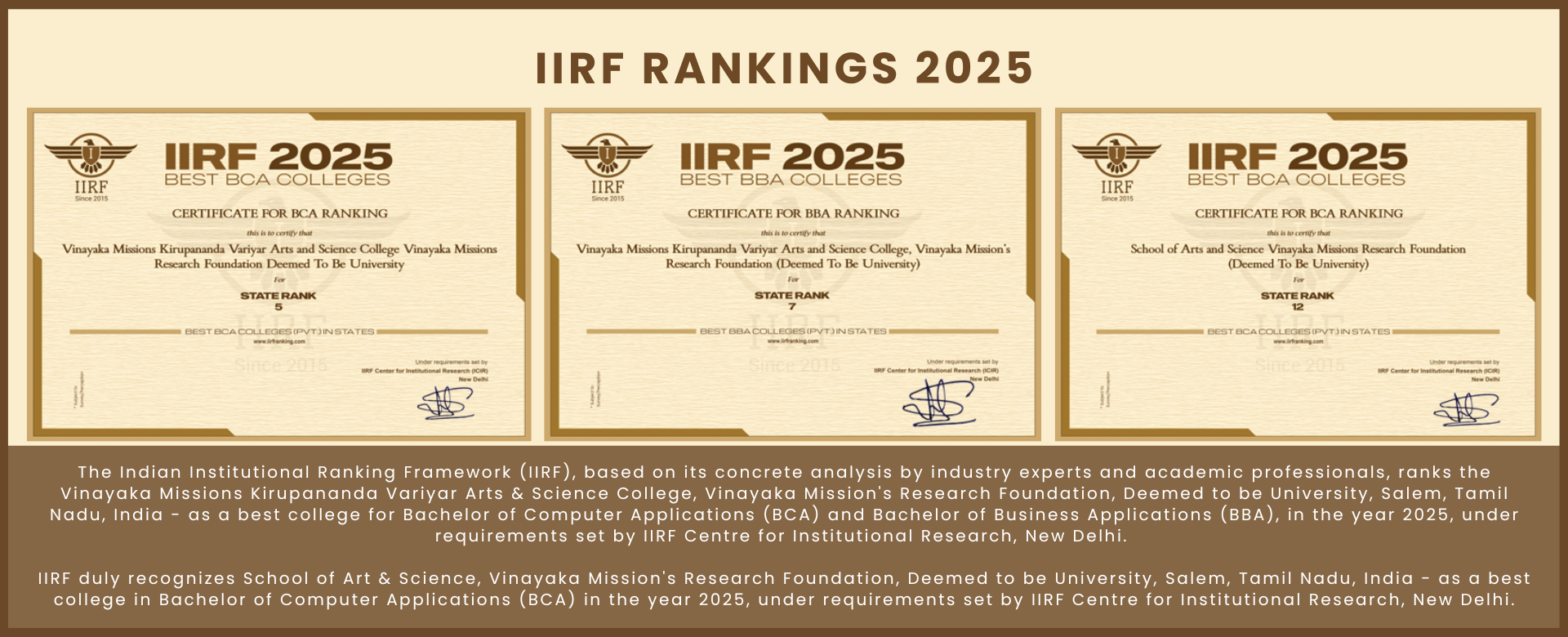 WELCOME TO VINAYAKA MISSIONS RESEARCH FOUNDATION